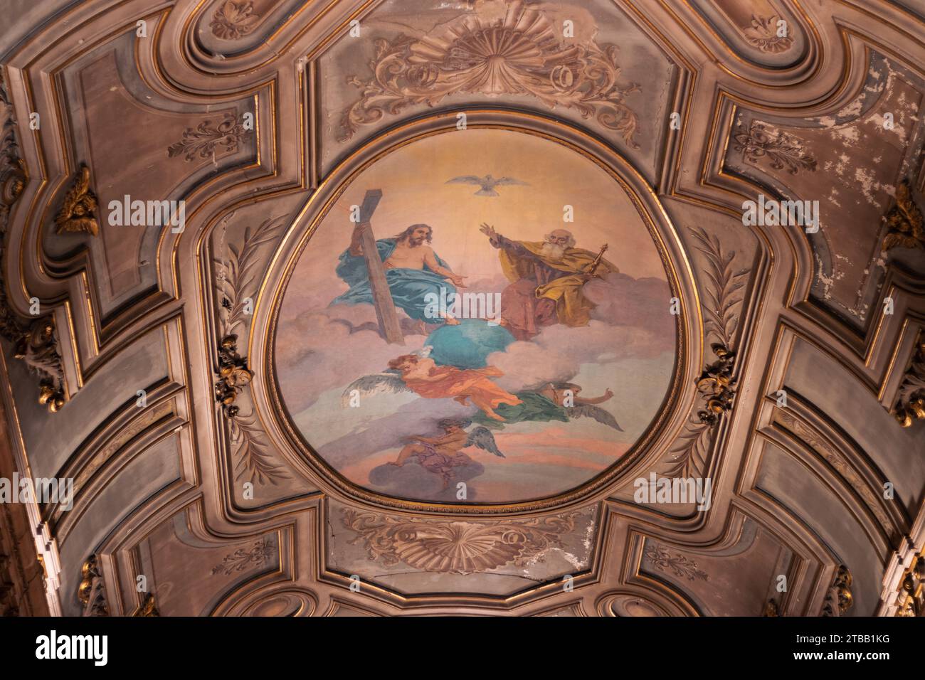 fresco paintings with many angels, gods, Jesus, etc. in the sky. in an ...