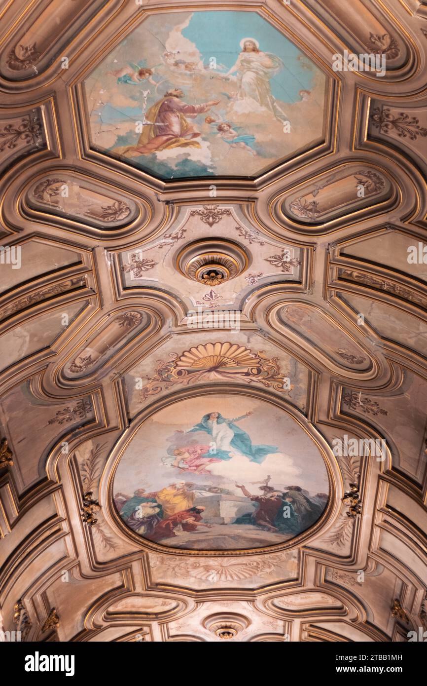 fresco paintings with many angels, gods, Jesus, etc. in the sky. in an ...