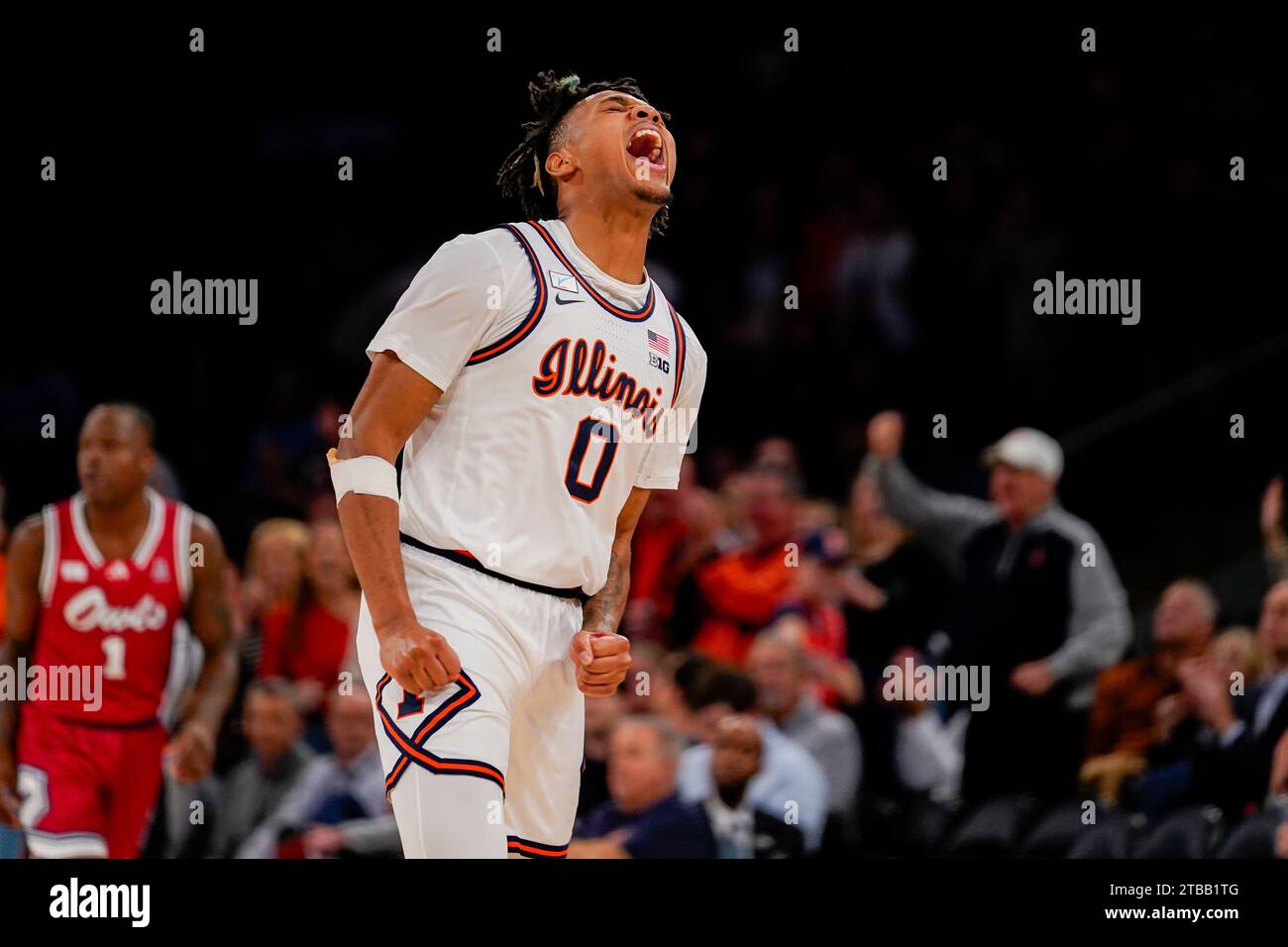 Illinois guard Terrence Shannon Jr. (0) celebrates after making a 3 ...