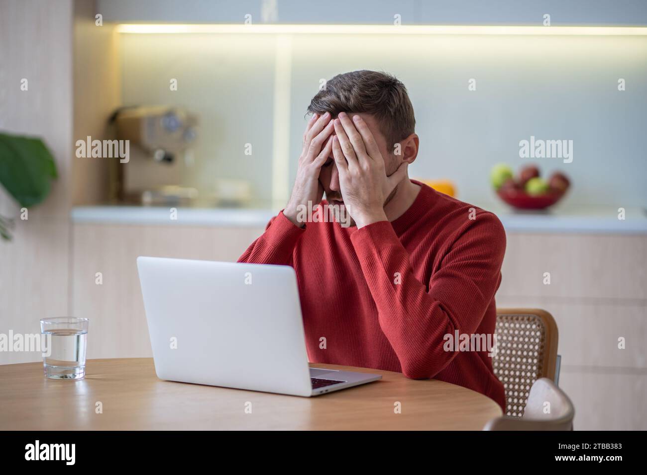 Distracted frustrated sad man has financial difficulties after fired ...