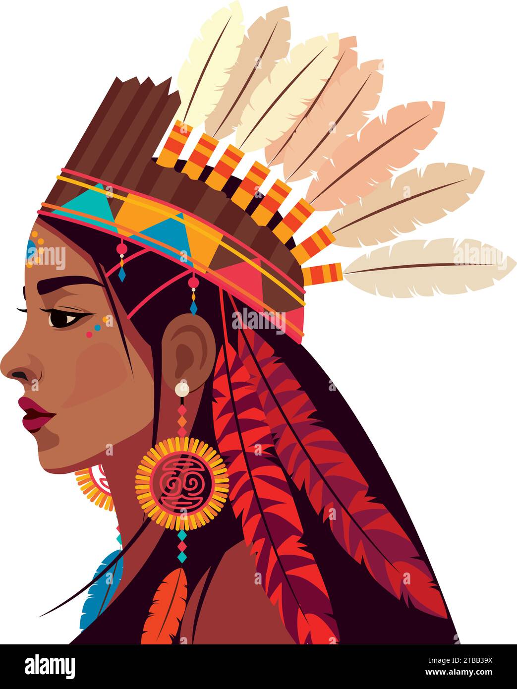 native american girl with headdress Stock Vector Image & Art - Alamy