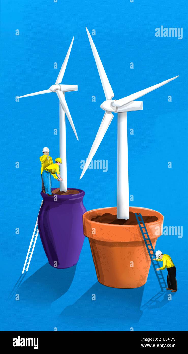 Wind energy growth, conceptual illustration Stock Photo - Alamy