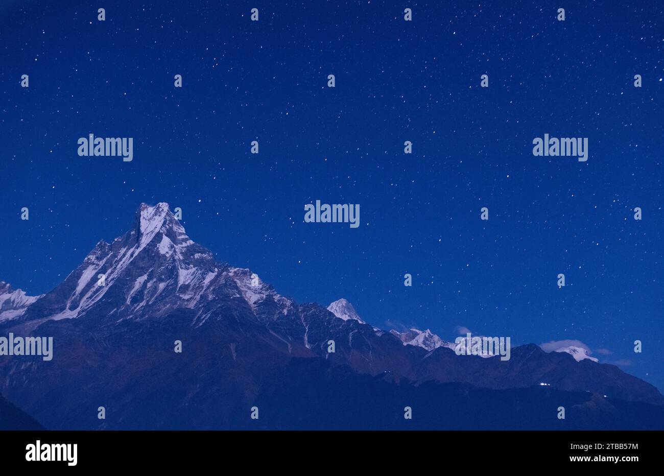 Fishtail mountain at night view in Nepal Stock Photo - Alamy