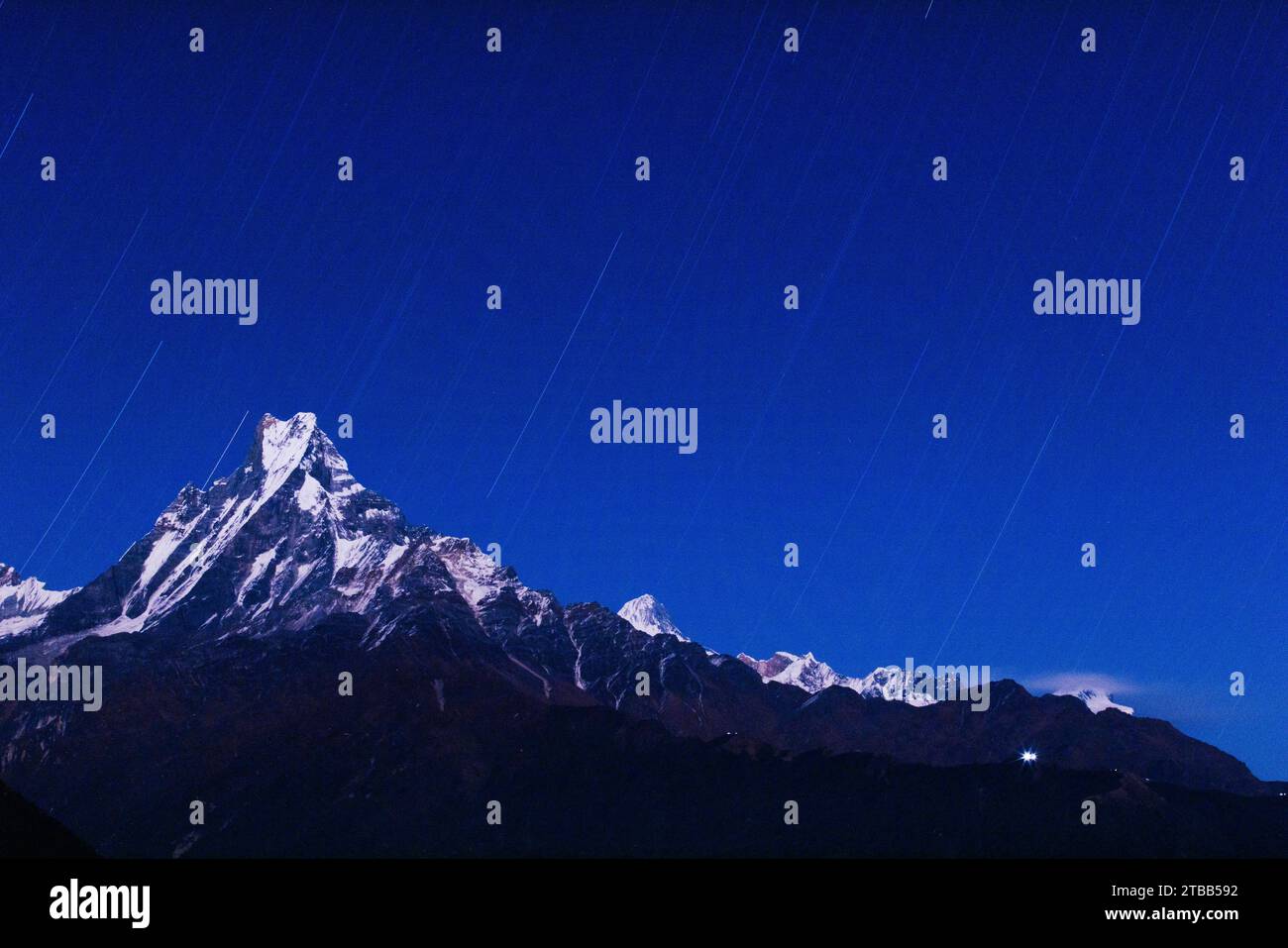 Fishtail mountain at night view in Nepal Stock Photo - Alamy