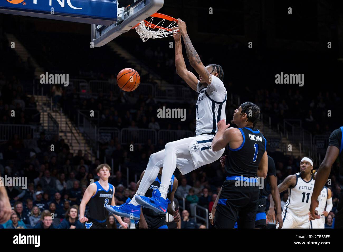 INDIANAPOLIS, IN - DECEMBER 05: Butler Bulldogs center Jalen Thomas (1 ...
