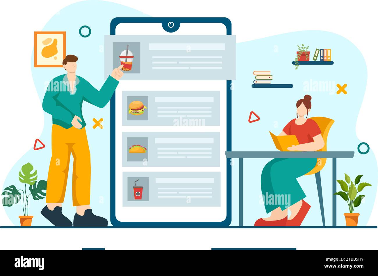 Online Food Delivery Vector Illustration with Order Food on the Phone ...