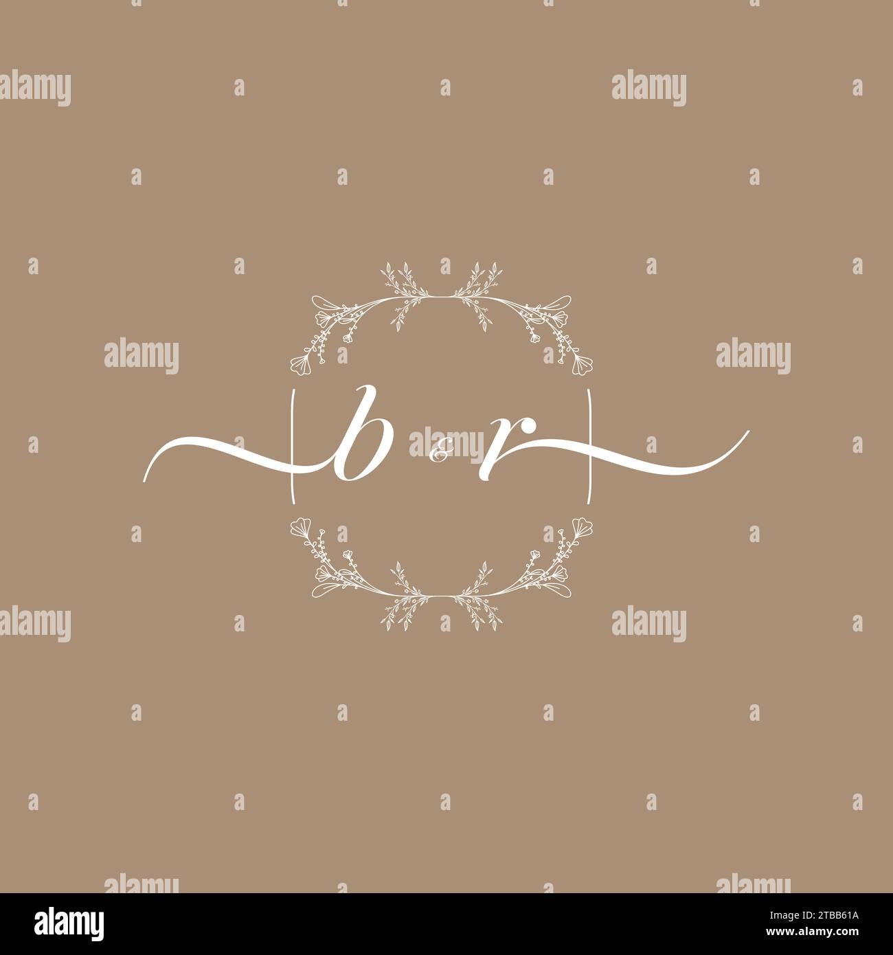 BR handwriting logo of initial signature, wedding and fashion concept ...