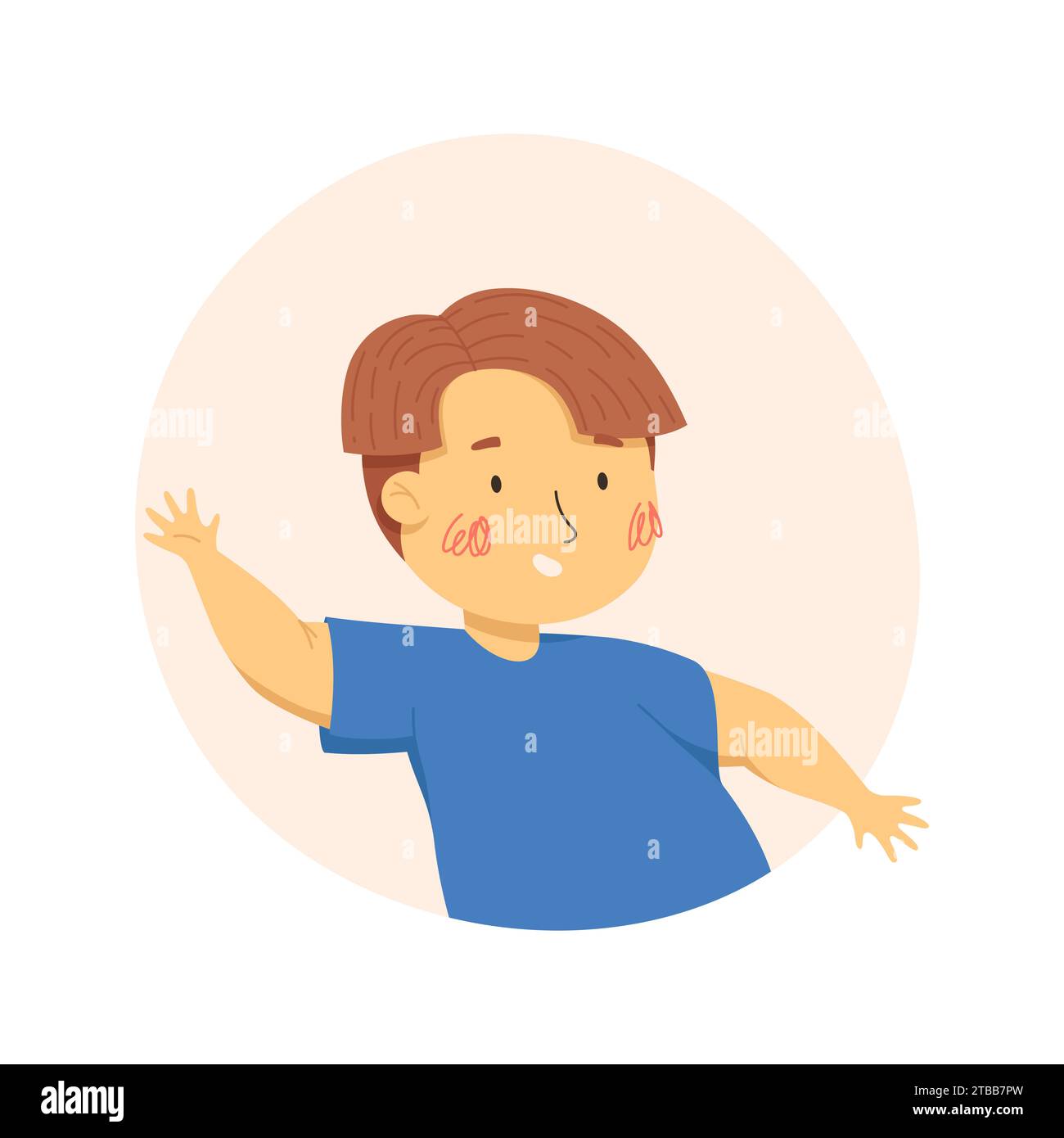 Happy little asian boy dancing. Vector cartoon illustration. Funny kids ...
