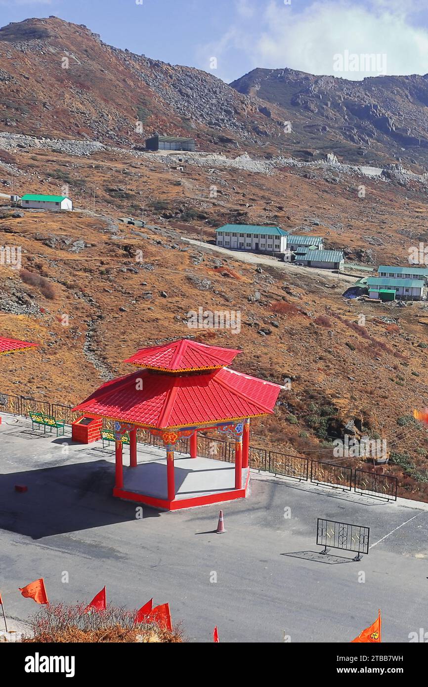 scenic mountain landscape and remote countryside area of high himalayan ...