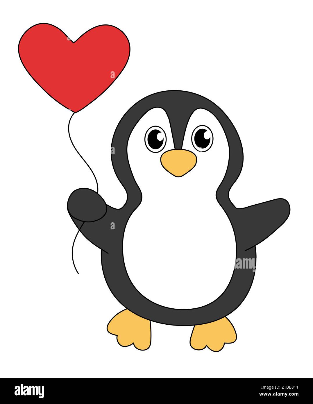 Cartoon Valentine day Penguin character. Cute Penguin with heart ...