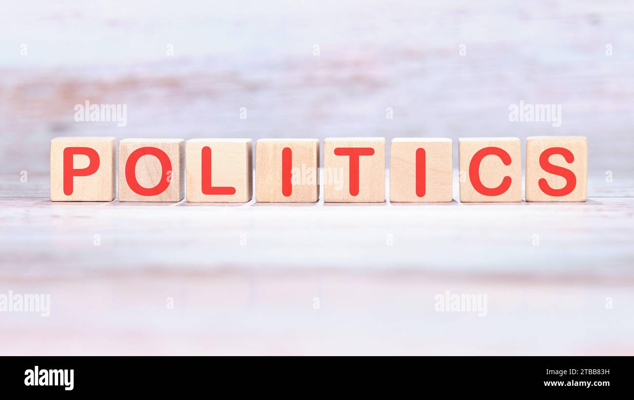 POLITICS word made of wooden cubes on a light background Stock Photo ...