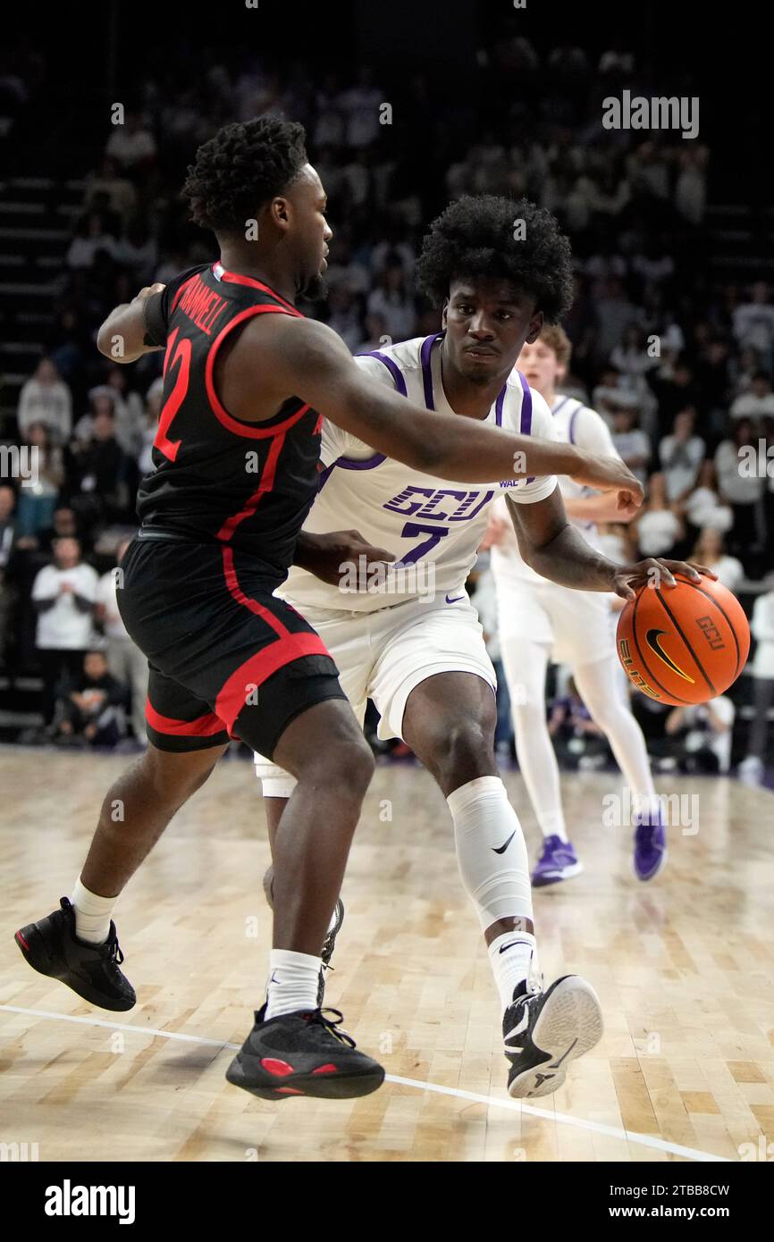 Grand Canyon guard Tyon Grant-Foster drives on Grand Canyon guard ...
