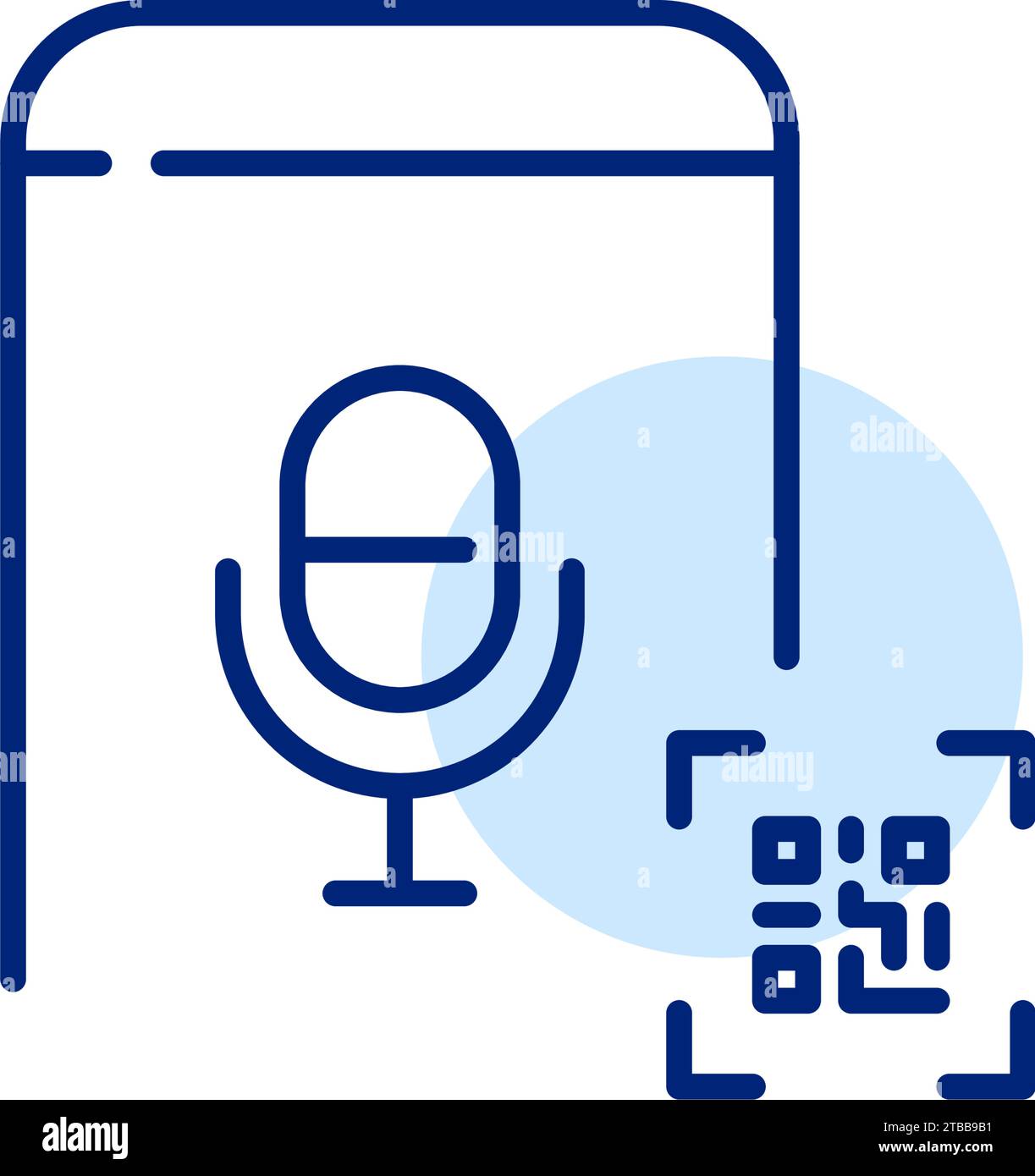 Microphone, qr code on smartphone. Pixel perfect, editable stroke icon ...