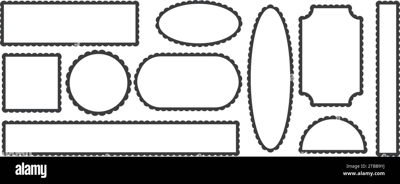 Scallop edge frames shapes. Rectangle circle oval and square border ...