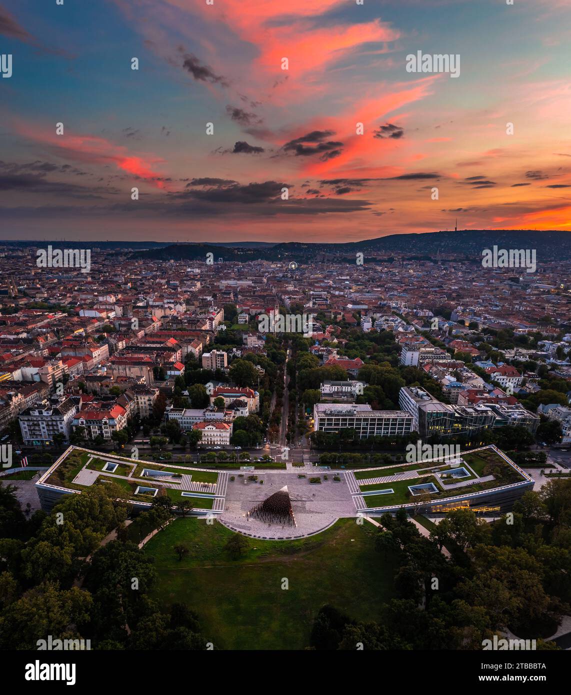 Budapest, Hungary - Aerial panoramic view of the Museum of Ethnography ...
