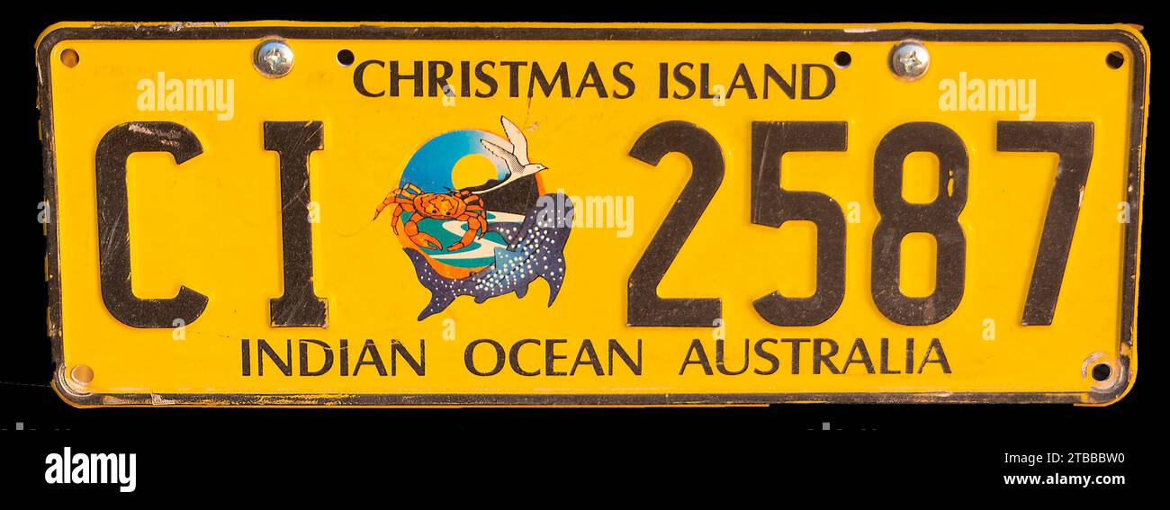 A Christmas Island car registration plate featuring the island wildlife ...