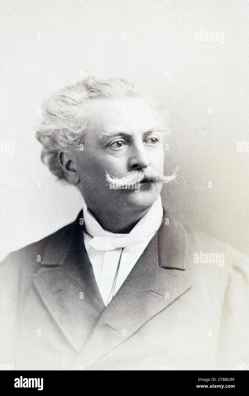 Vintage black and photograph portrait of French archaeologist and ...