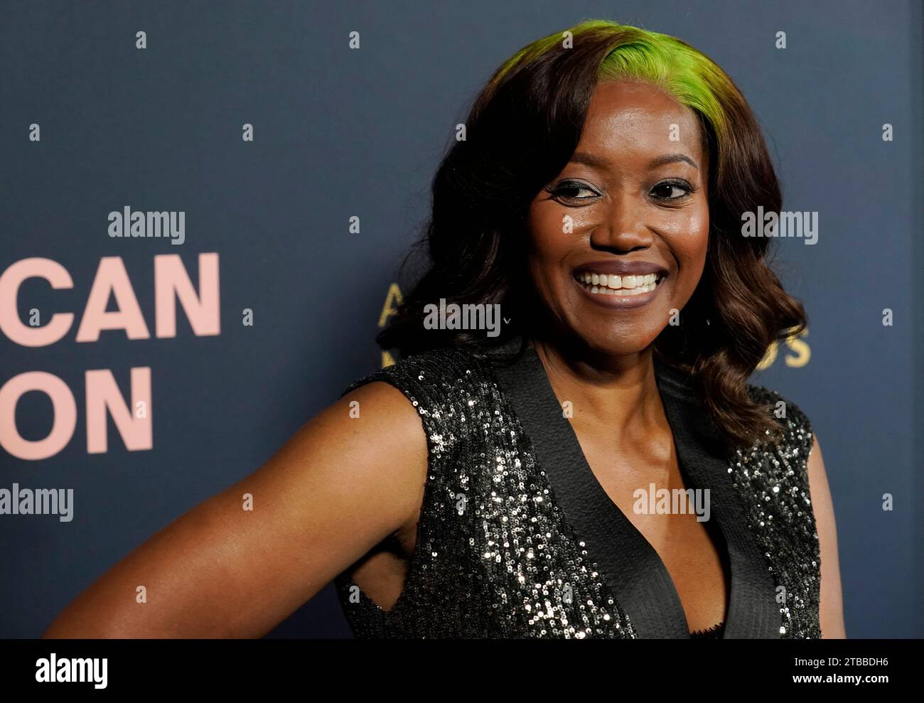 Erika Alexander poses at the premiere of the film "American Fiction" at ...