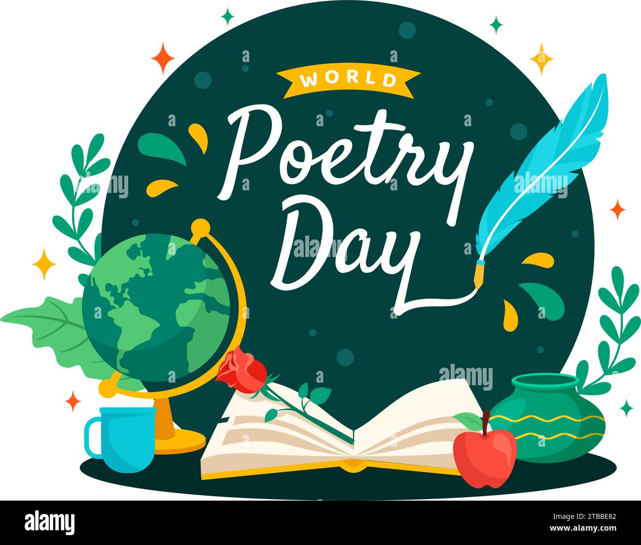 World Poetry Day Vector Illustration on March 21 with a Quill, Ink ...