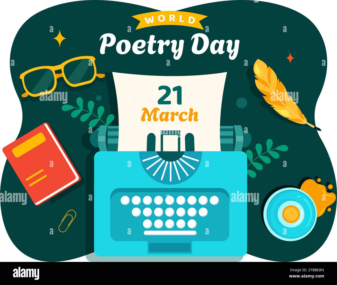 World Poetry Day Vector Illustration on March 21 with a Quill, Ink ...