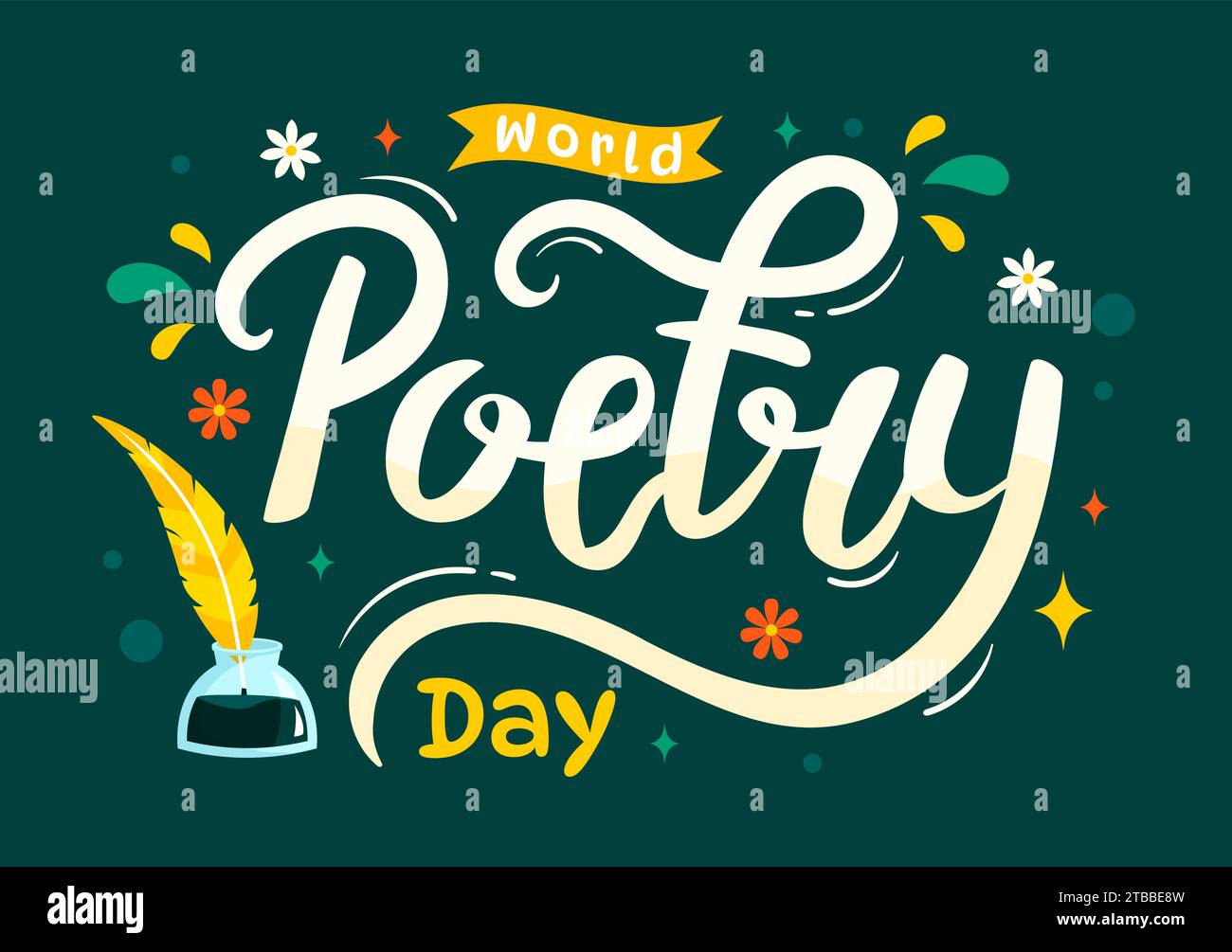 World Poetry Day Vector Illustration on March 21 with a Quill, Ink ...