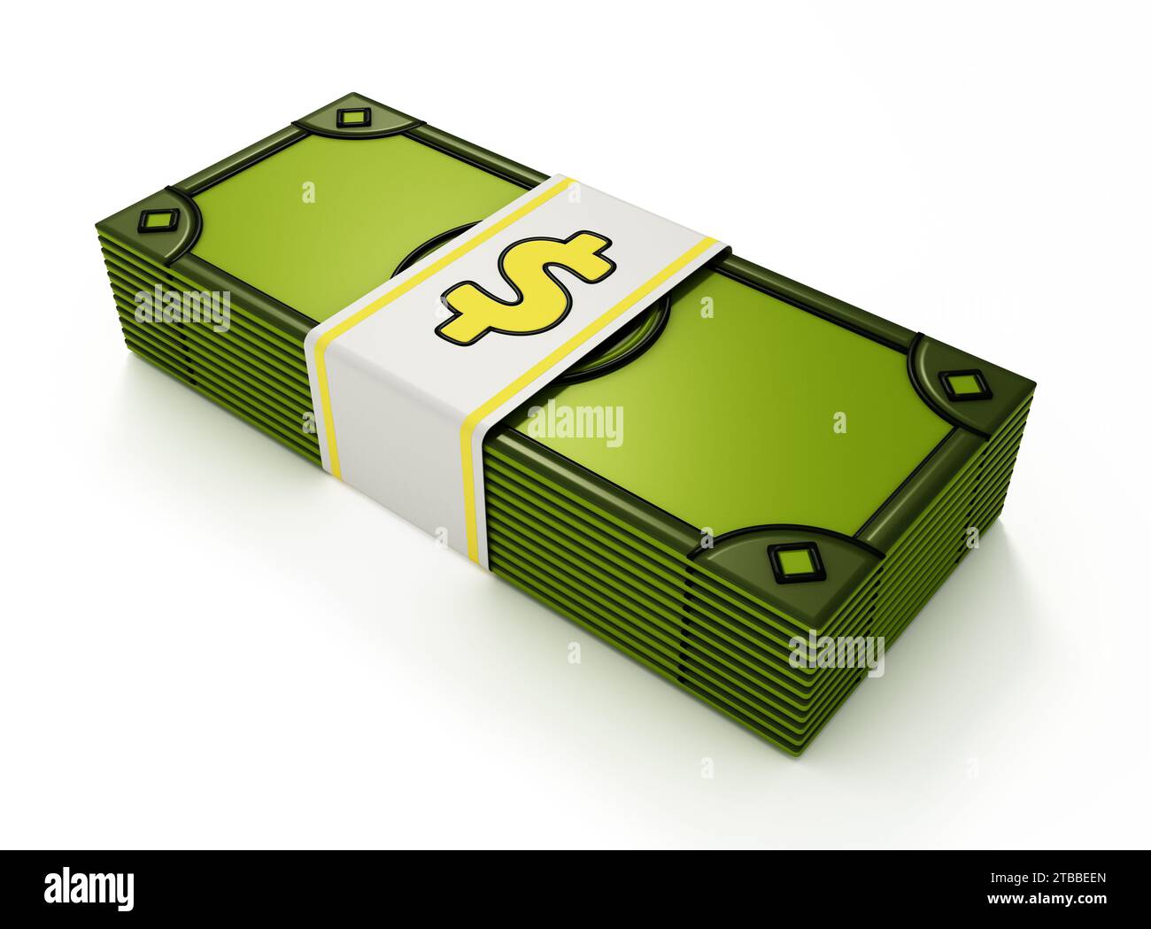 Cartoon money pack isolated on white background. 3D illustration Stock ...