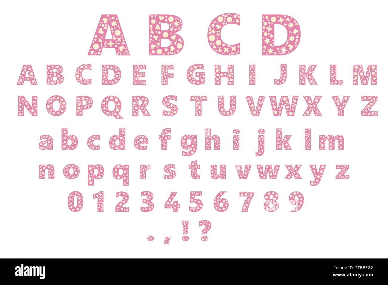Heartfelt Blooms Display Alphabet - Whimsical Typeface with Pink Hearts ...