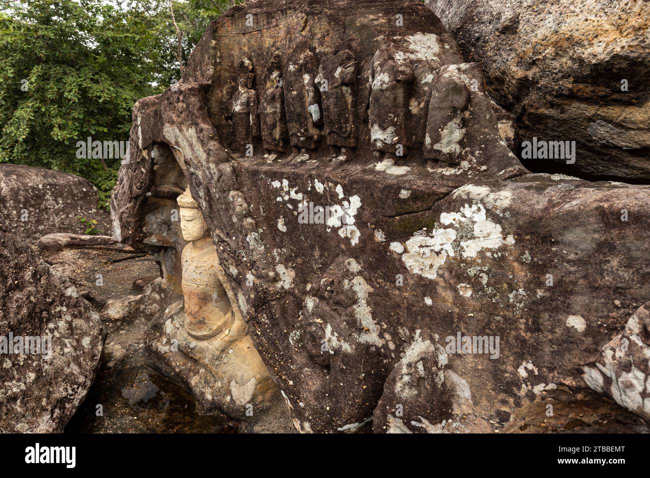 Phu Phra Bat Historical Park, rock carving Buddha statues at natural ...