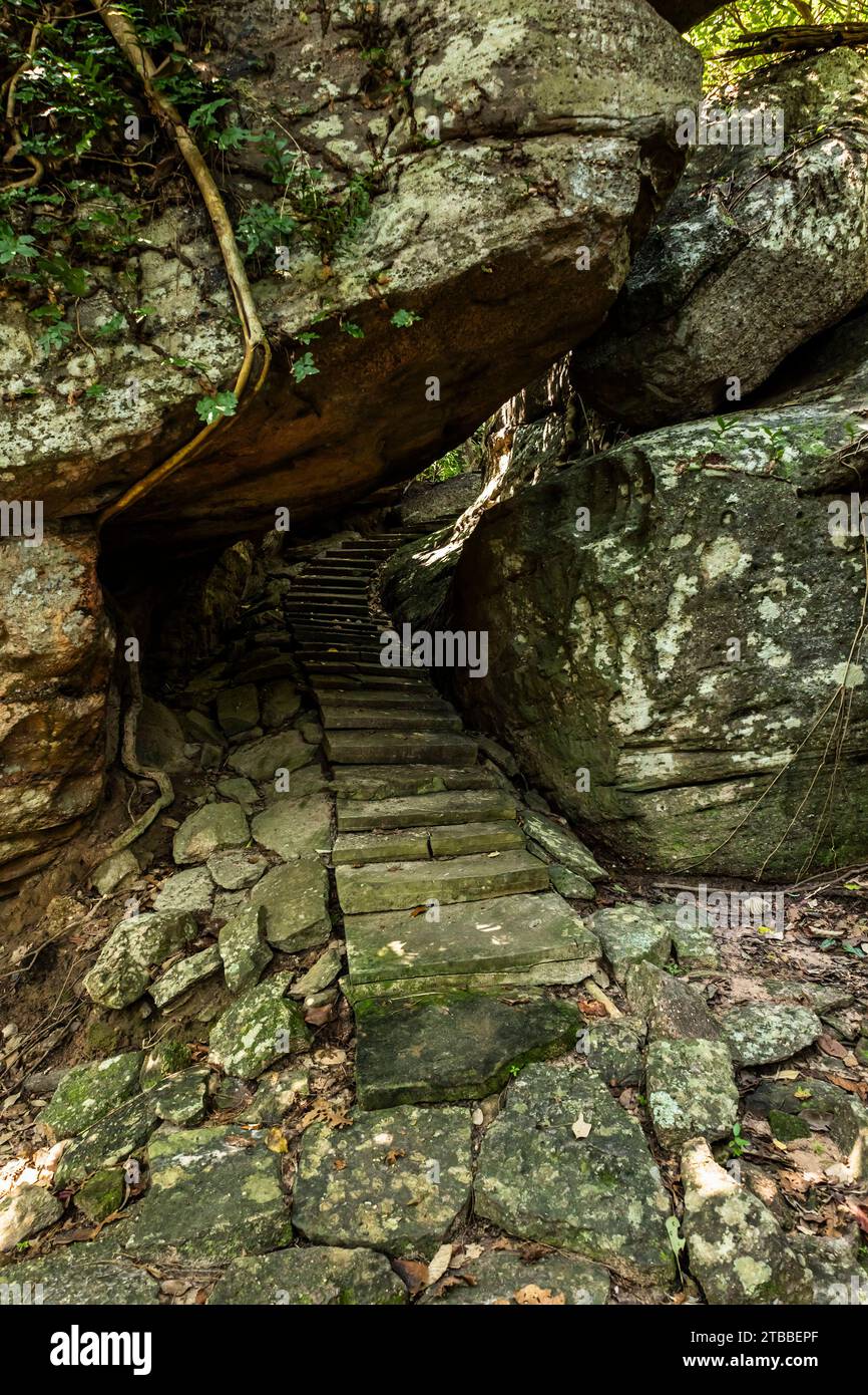 Phu Phra Bat Historical Park, narrow passage of rock garden, Ban Phue ...