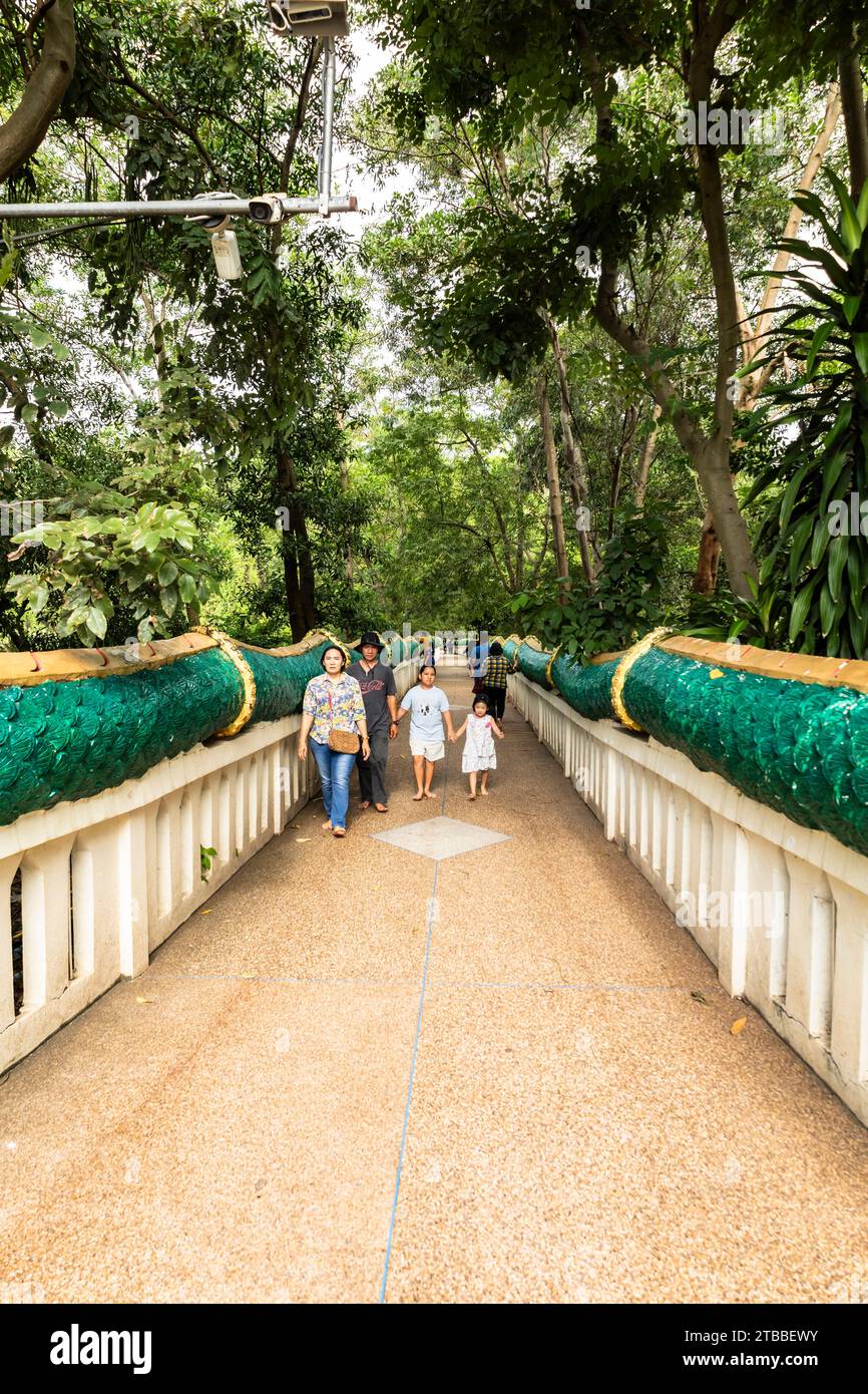 Wat Kham Chanot(Kamchanod), Naga's bridge to central shrine, on ...