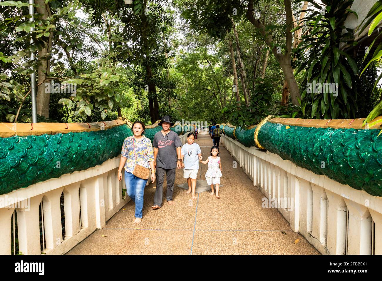 Wat Kham Chanot(Kamchanod), Naga's bridge to central shrine, on ...