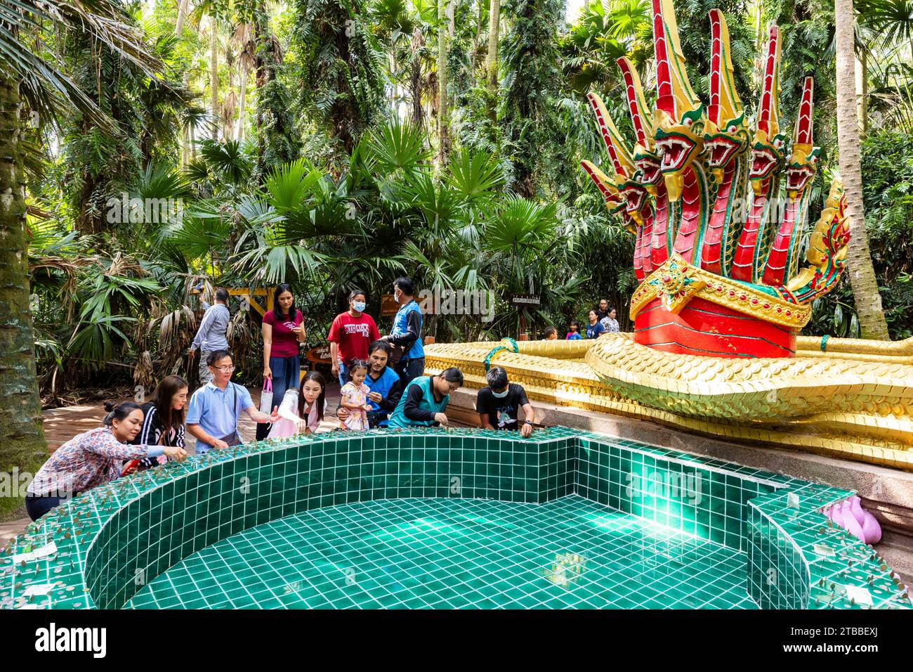 Wat Kham Chanot(Kamchanod), holy Naga's well and pool, Naga's legend ...