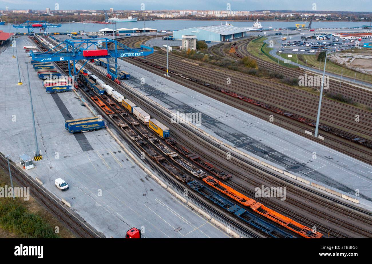 Rostock, Germany. 21st Nov, 2023. The seaport with various port basins ...