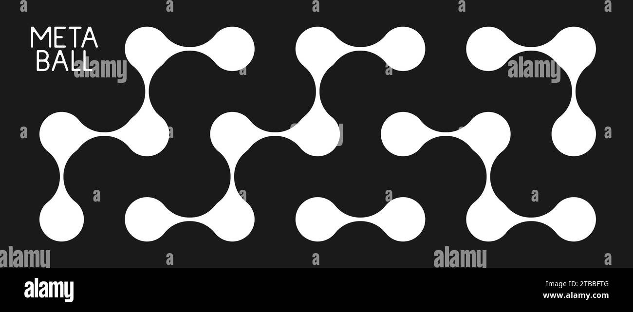 Black and white meta balls set. Connected morph dots. Liquid blobs pattern collection. Thin ...