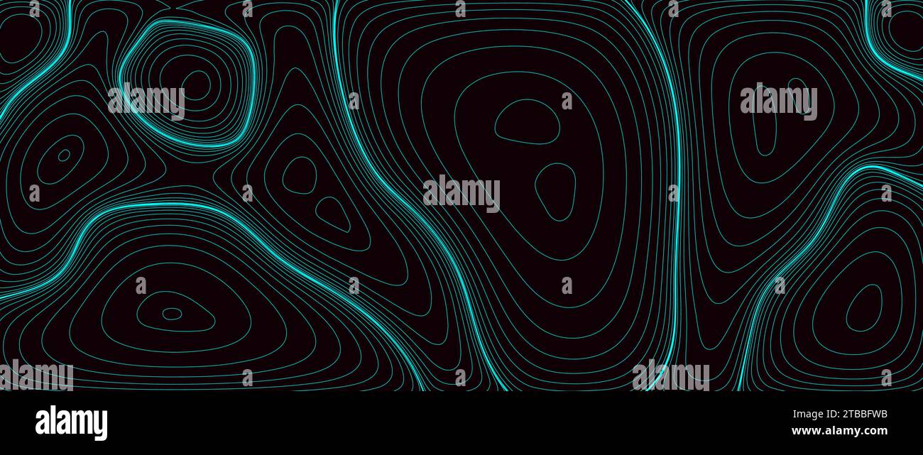 Abstract line background. Black topographic contour map concept. Neon ...