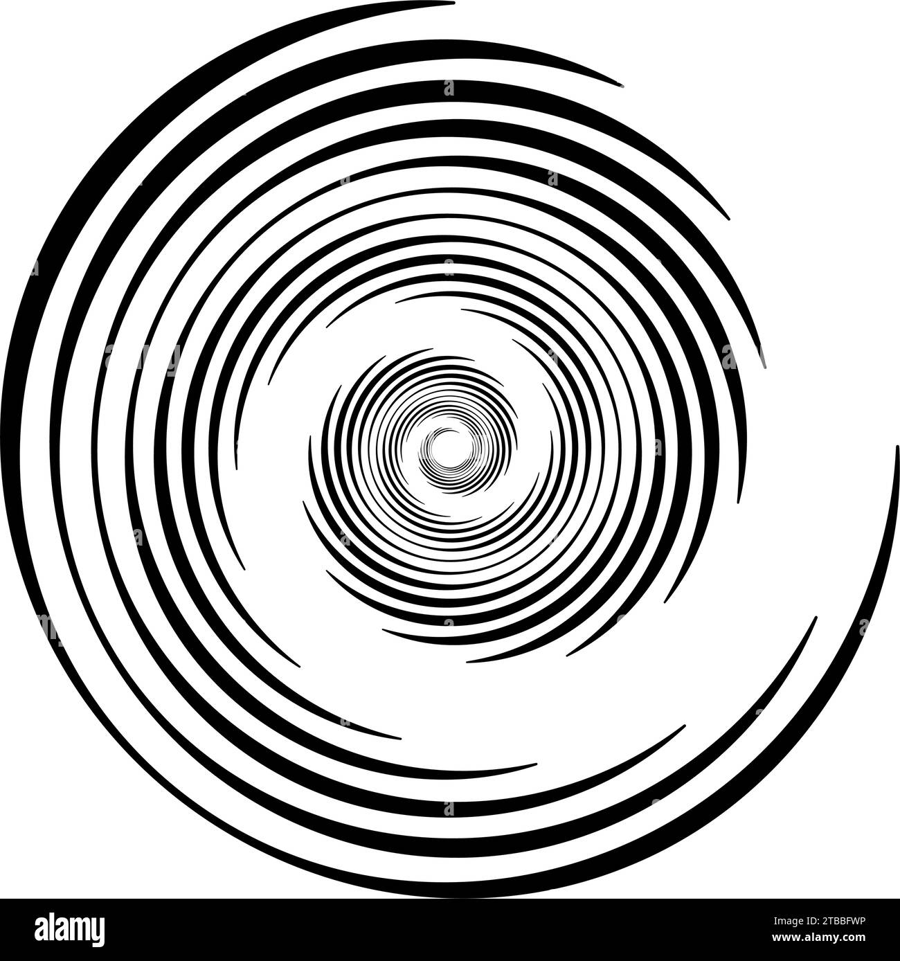 Spiral lines element. Radial spinning stripes texture. Black circle ...