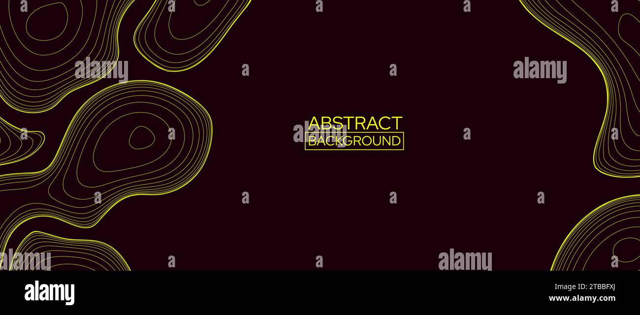 Black abstract line background. Topographic contour map concept. Yellow ...