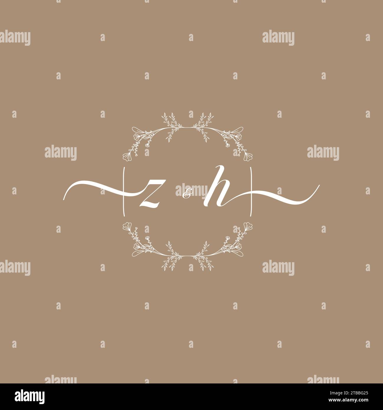 ZH handwriting logo of initial signature, wedding and fashion concept ...