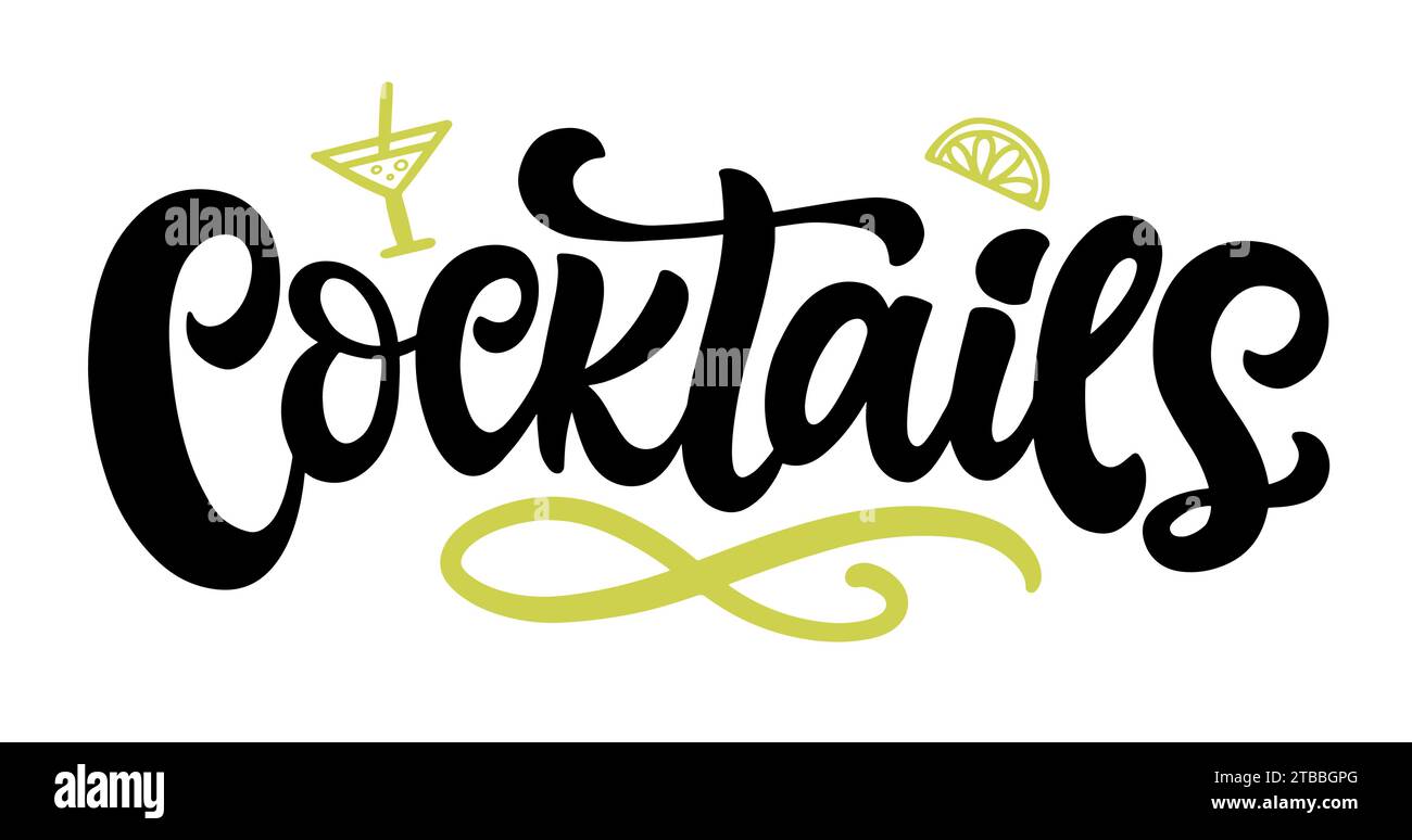 Cocktails vector logo badge hand written lettering Stock Vector Image ...