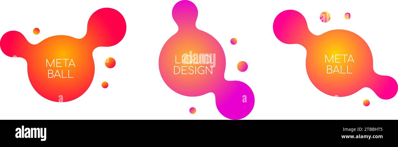 Abstract sphere blob collection. Gradient liquid metaballs set ...