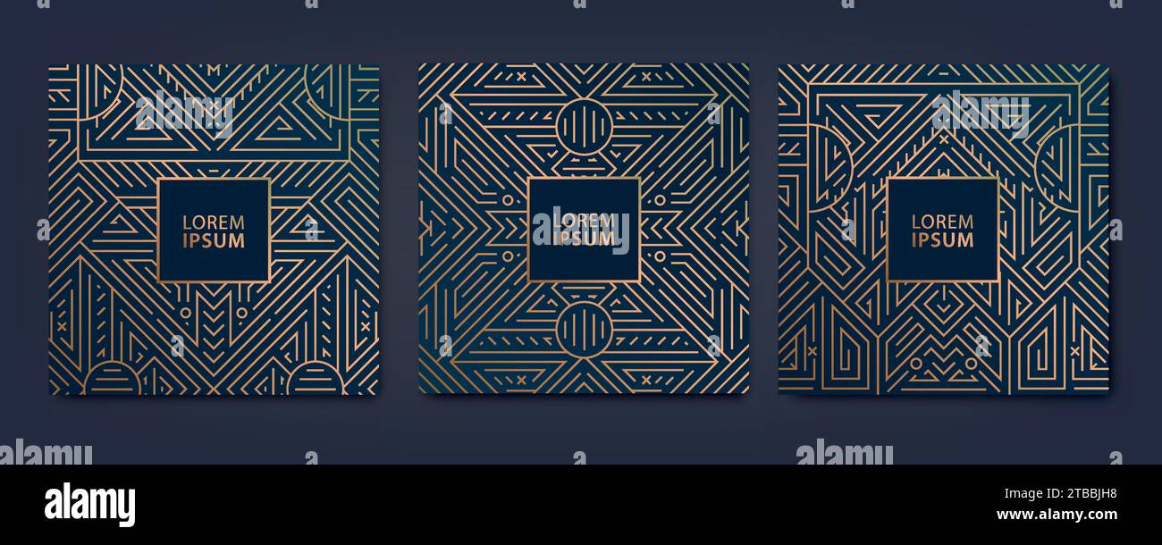 Vector set of art deco geometric patterns, golden luxury elegant ...