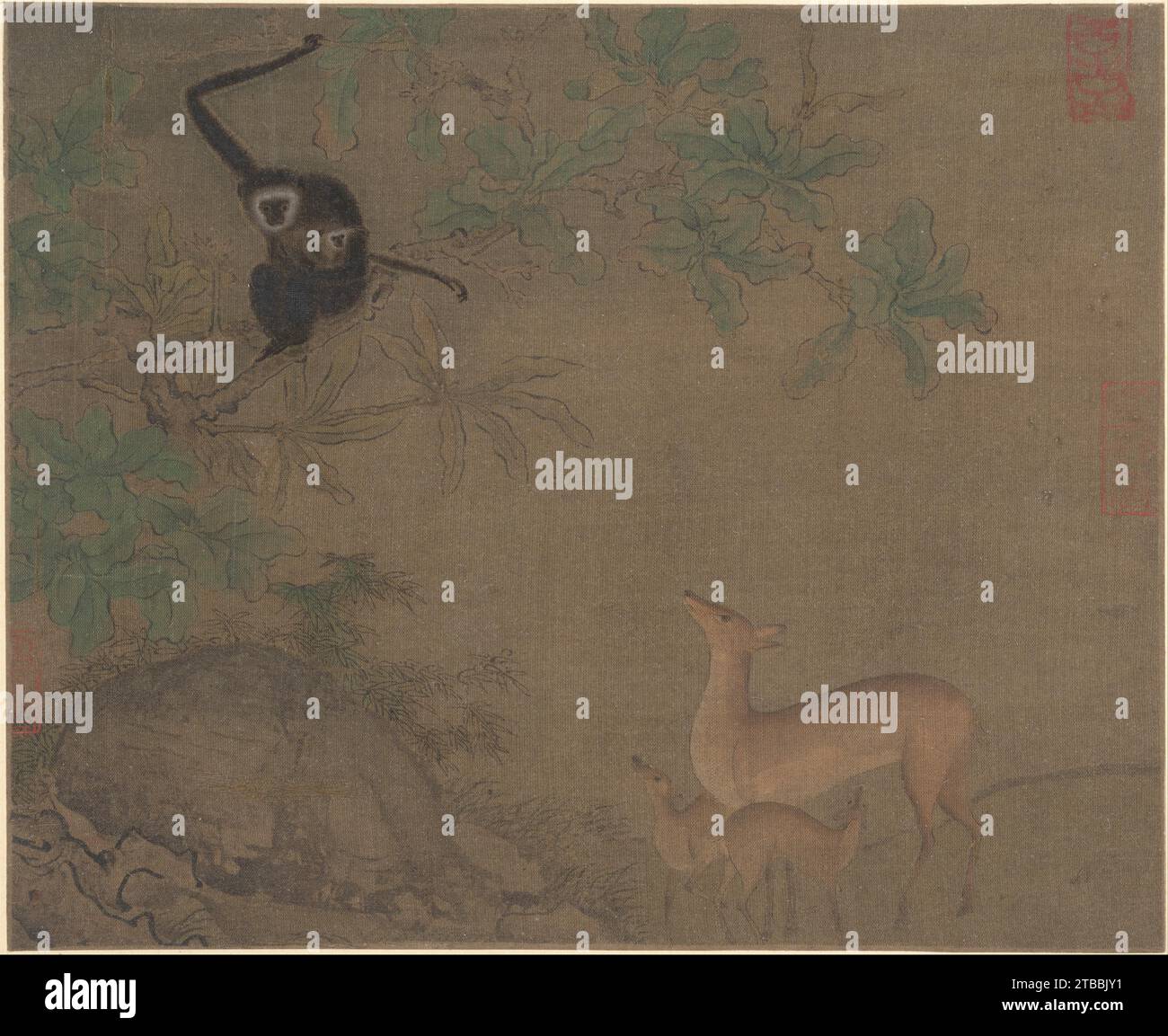 Gibbons and Deer 1982 by Unidentified artist Stock Photo - Alamy