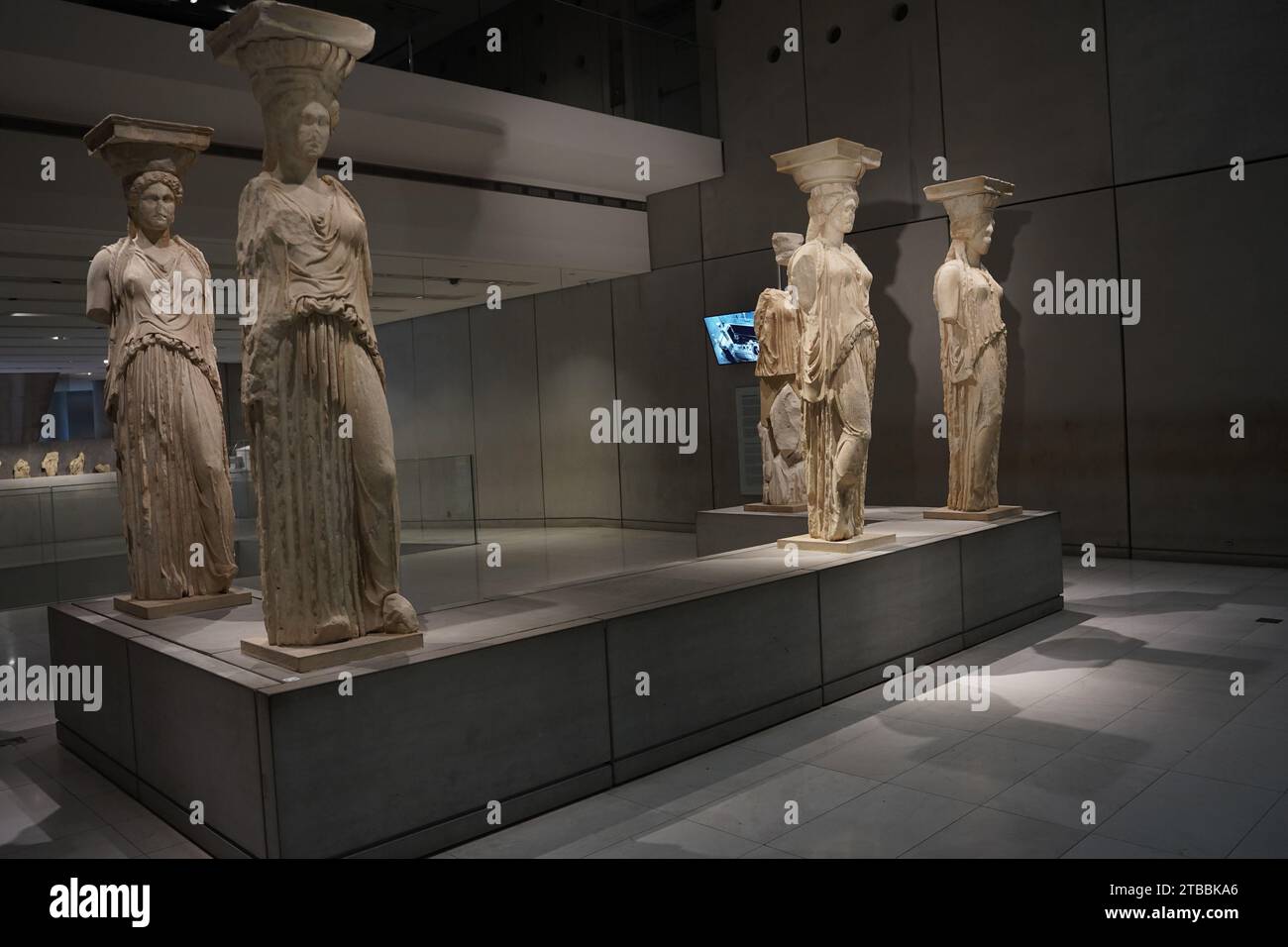 Athens, Greece. 05th Dec, 2023. Caryatids are on display at the ...