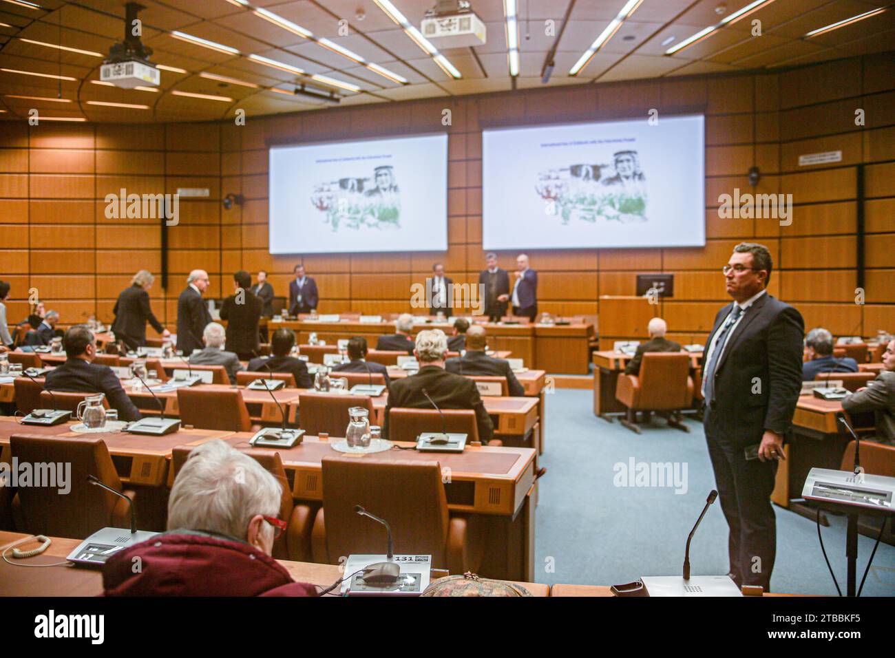 Vienna, Austria, Austria. 5th Dec, 2023. Conference room before a UNOV ...