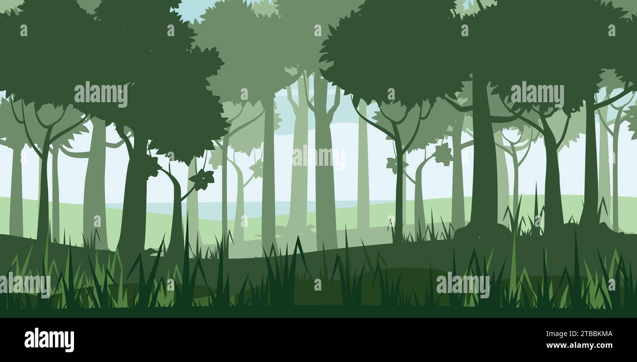 Forest landscape horizontal seamless illustration Stock Vector Image ...