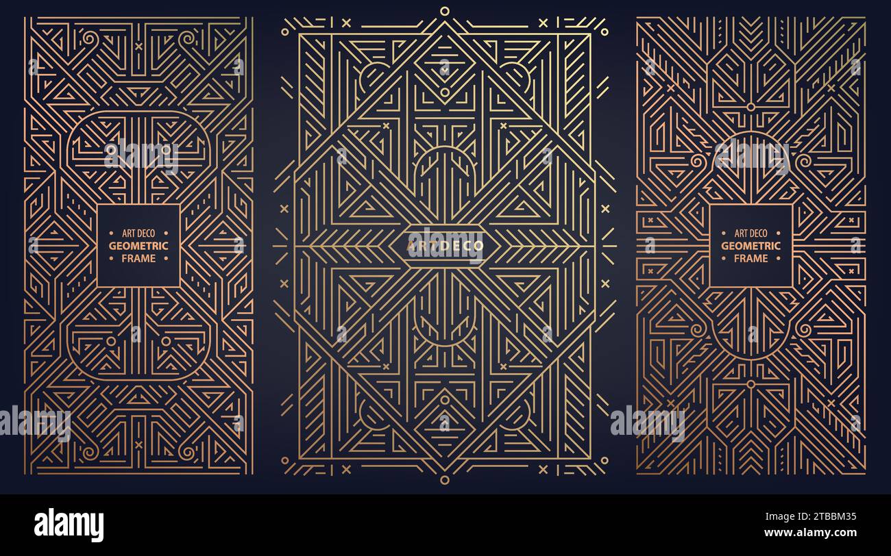 Vector set of art deco frames, abstract geometric design templates for ...
