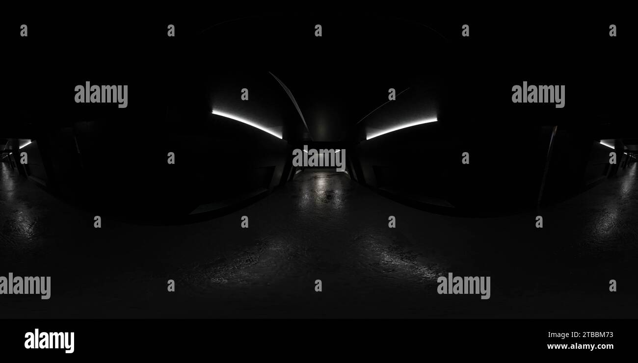 Dark Hallway 360 degree full panorama environment map 3d render ...