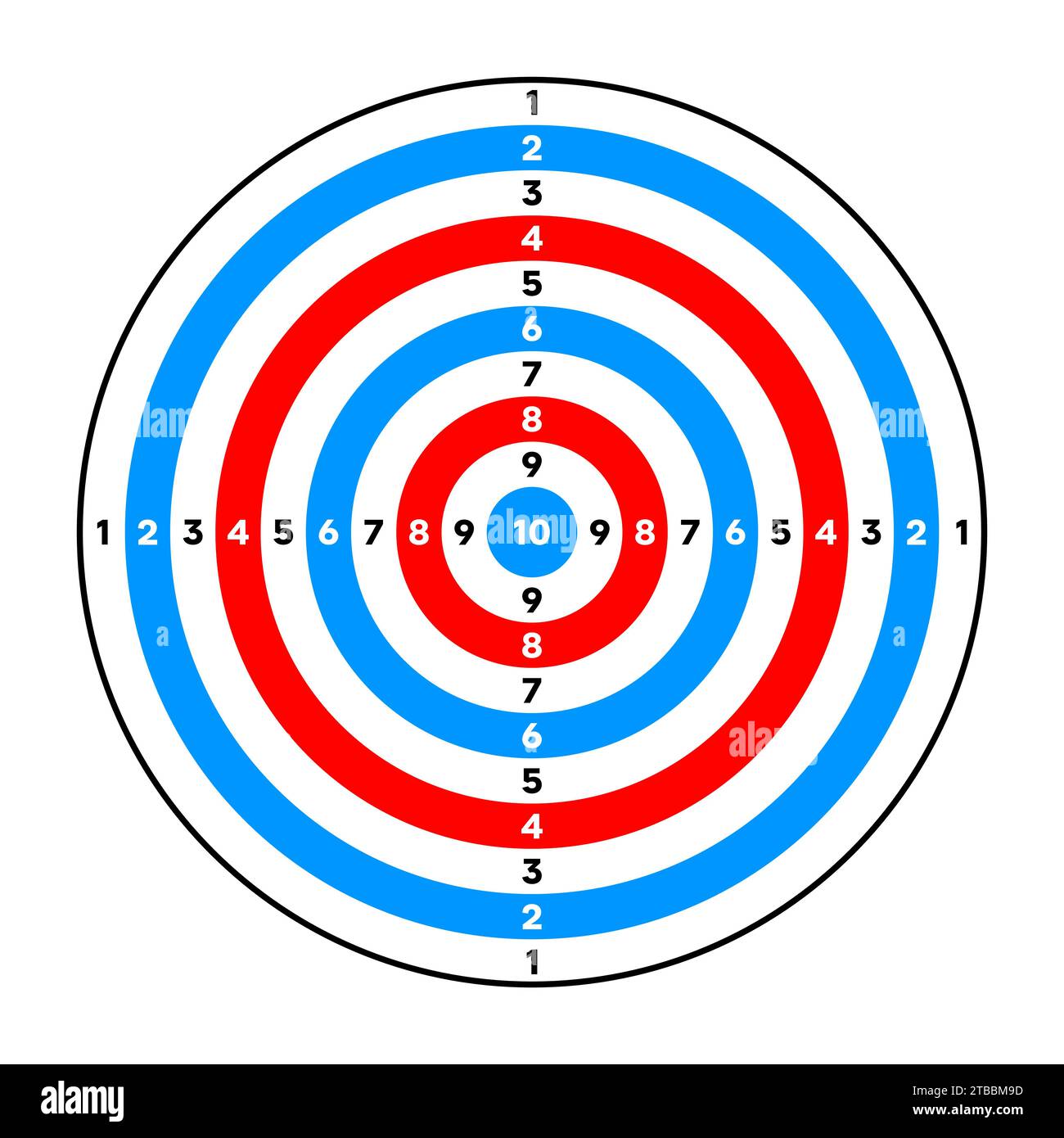 Shooting range paper target with divisions, marks and numbers. Archery ...