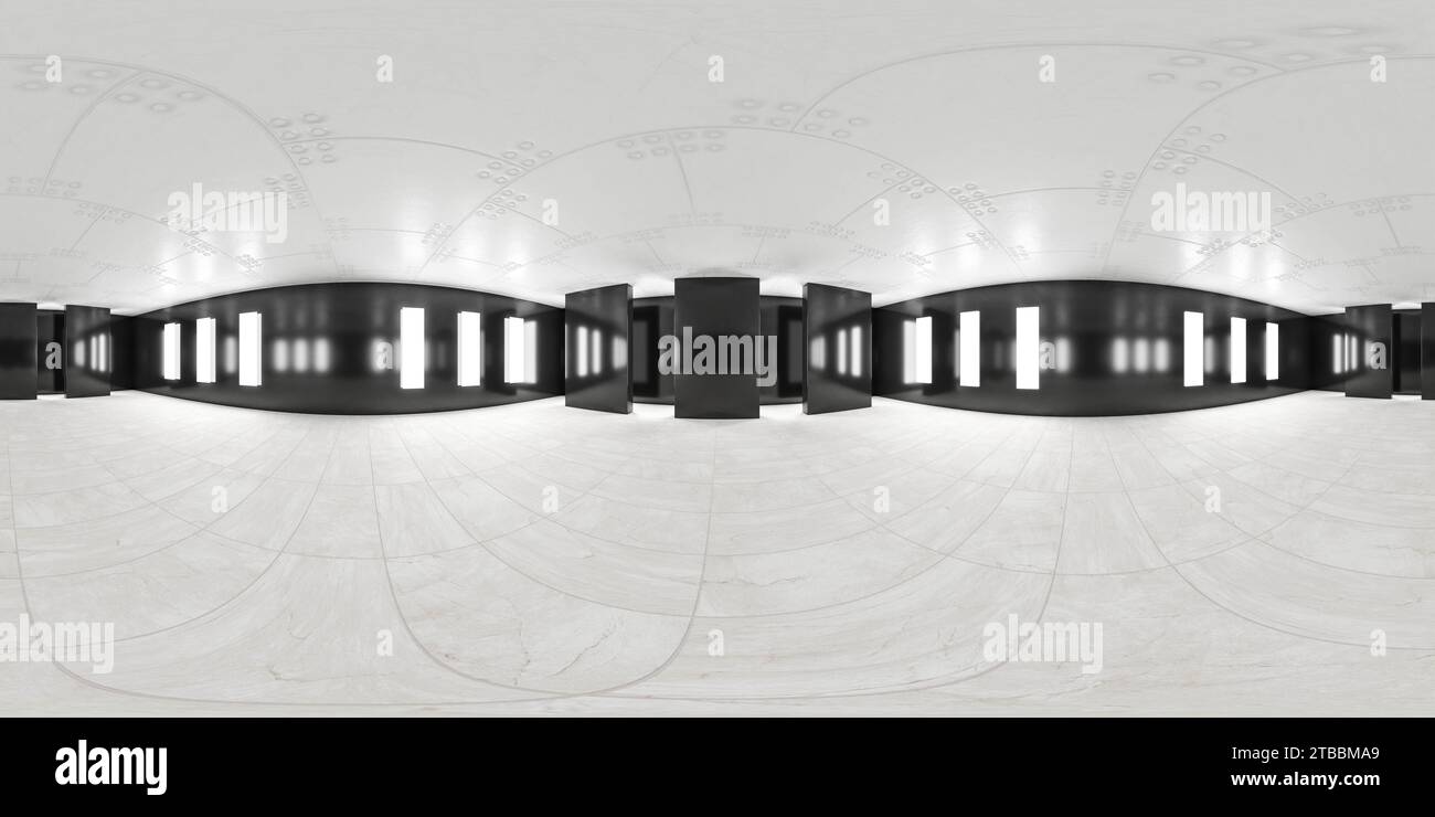 An Empty Room with Black and White Walls 360 degree full panorama ...