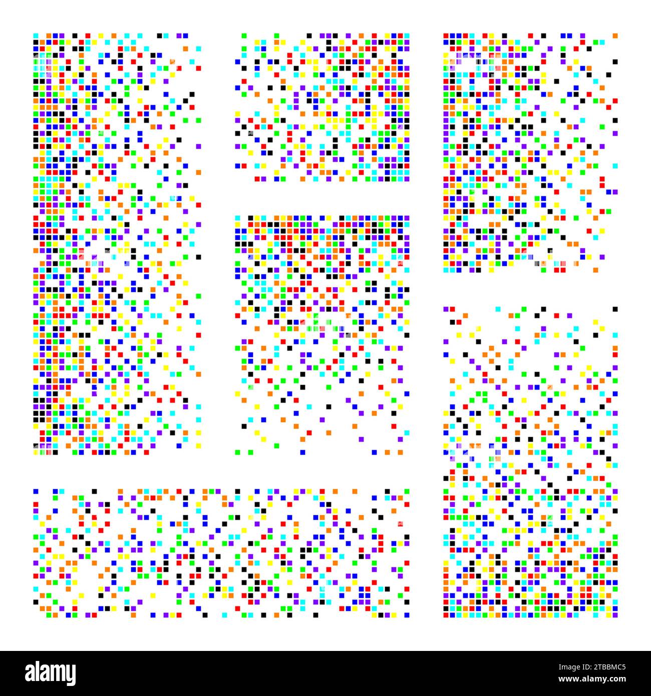 Pixel disintegration, decay effect. Various rectangular elements made ...